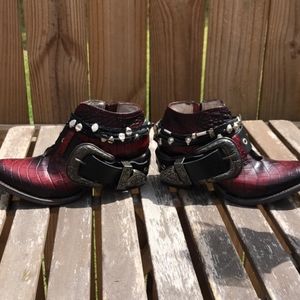 Freebird by Steven | Shoes | Freebird Saloon Red Croc Booties 7 Sold Out | Poshmark